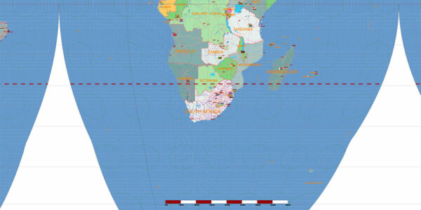 World Interrupted Goode’s Homolosine Projection Political Vector Map ...