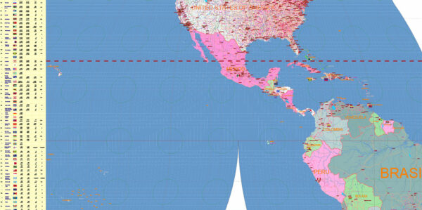 World Interrupted Goode’s Homolosine Projection Political Vector Map ...