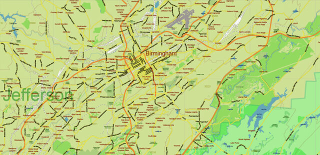 Dothan Alabama US 150 miles radius area Vector Map high detailed All ...