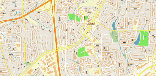 Atlanta Georgia US PDF Vector Map exact high detailed editable layered ...