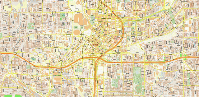 Atlanta Georgia US PDF Vector Map exact high detailed editable layered ...