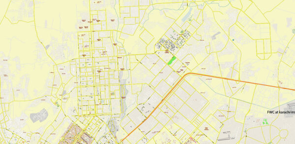 Karachi Pakistan Vector Map high detailed scale 1:1000 editable Layered ...