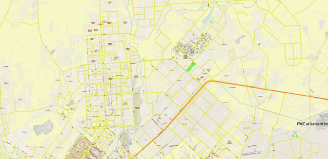 Karachi Pakistan Vector Map high detailed scale 1:1000 editable Layered ...