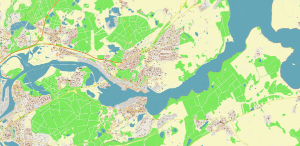 Lubeck Germany PDF Vector Map high detailed editable Layered Adobe PDF ...