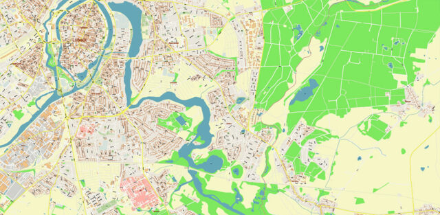 Lubeck Germany PDF Vector Map high detailed editable Layered Adobe PDF ...