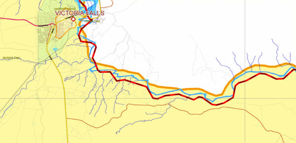 Zimbabwe Vector Map high detailed road map + admin areas + cities and ...