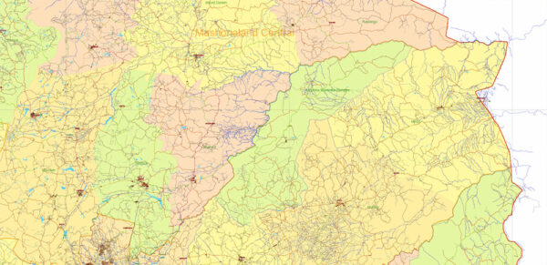 Zimbabwe Vector Map high detailed road map + admin areas + cities and ...