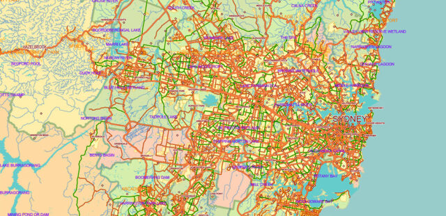 Australia Vector Map high detailed roads and admin areas editable ...