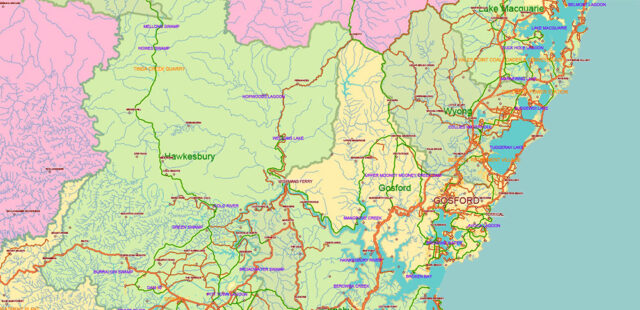 Australia Vector Map high detailed roads and admin areas editable ...