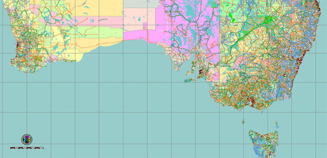 Australia PDF Vector Map high detailed roads and admin areas editable ...