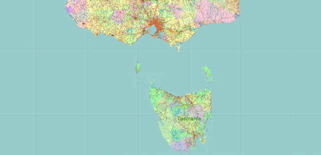 Australia Vector Map high detailed roads and admin areas editable ...