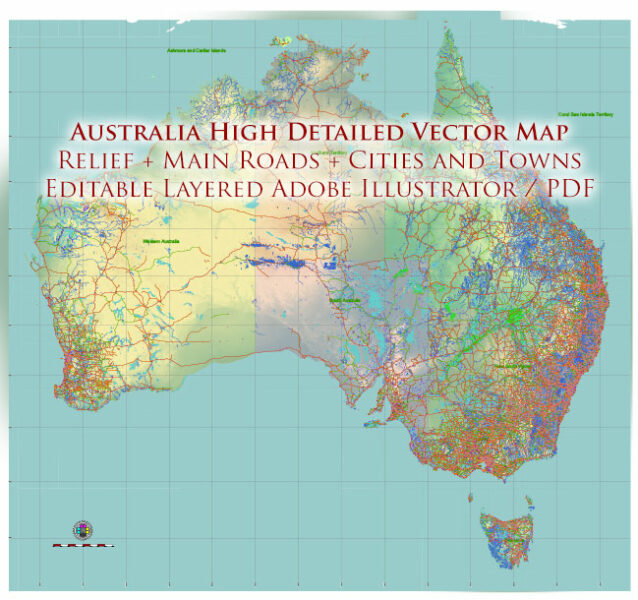 Australia cities and country vector maps: PDF and Adobe Illustrator ...