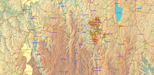 Australia Vector Map high detailed main roads and state areas + relief ...