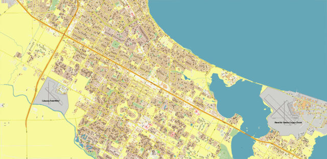 Corpus Christi Texas US Vector Map high detailed editable Layered Adobe ...