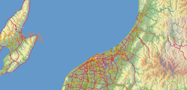 Japan Vector Map high detailed roads and relief topo editable layered ...