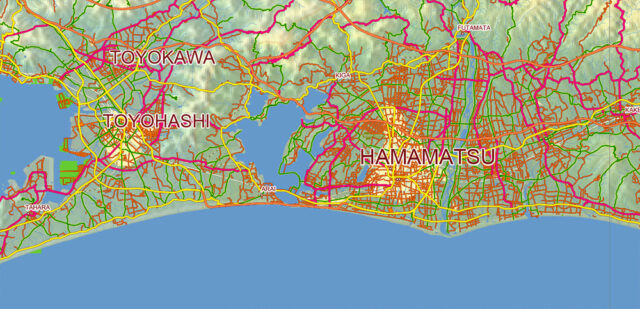 Japan Vector Map high detailed roads and relief topo editable layered ...