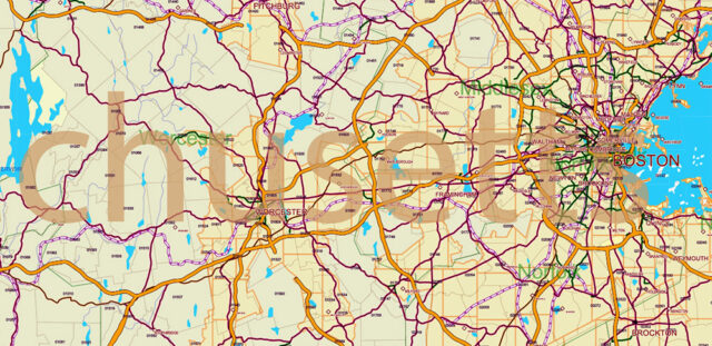 New England States US PDF Vector Map: Exact High Detailed Road Map ...