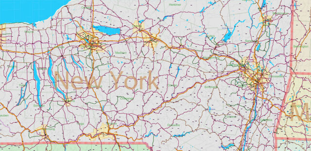 New England States US PDF Vector Map: Exact High Detailed Road Map ...