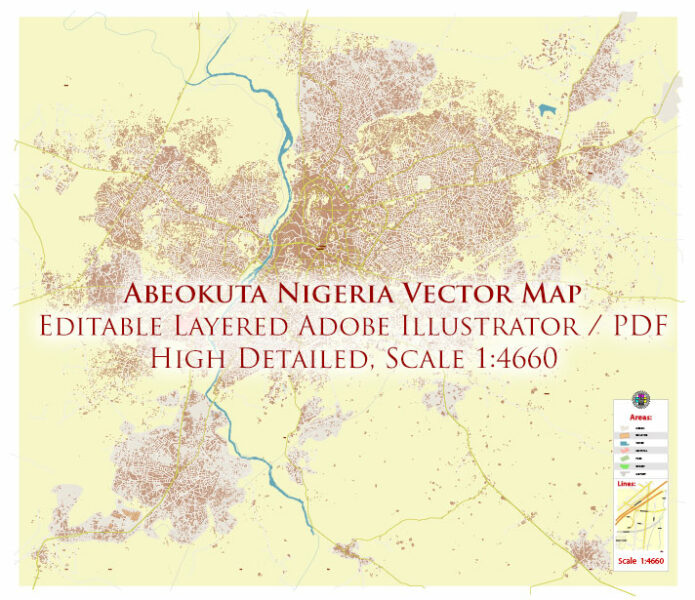 Abeokuta Nigeria City Vector Map: PDF and Adobe Illustrator – Maps in ...