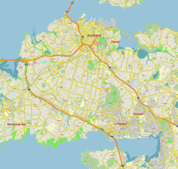 Auckland New Zealand editable vector map svg free – Maps in Vector ...