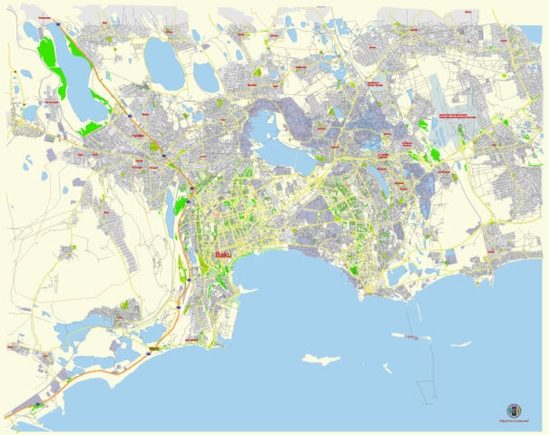 Baku Azerbaijan editable vector map svg free – Maps in Vector: Detailed ...