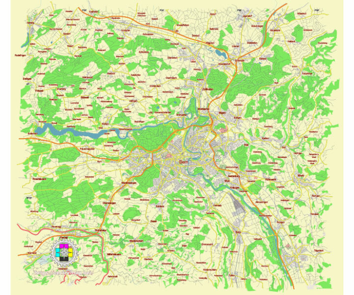 Bern Switzerland editable vector map svg free – Maps in Vector ...