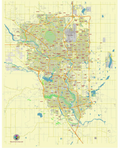 Calgary Alberta Canada editable vector map svg free – Maps in Vector ...
