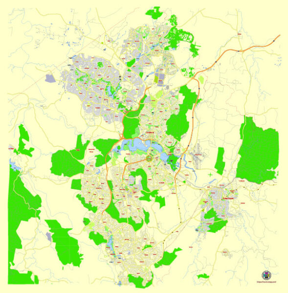 Canberra Australia editable vector map svg free – Maps in Vector ...
