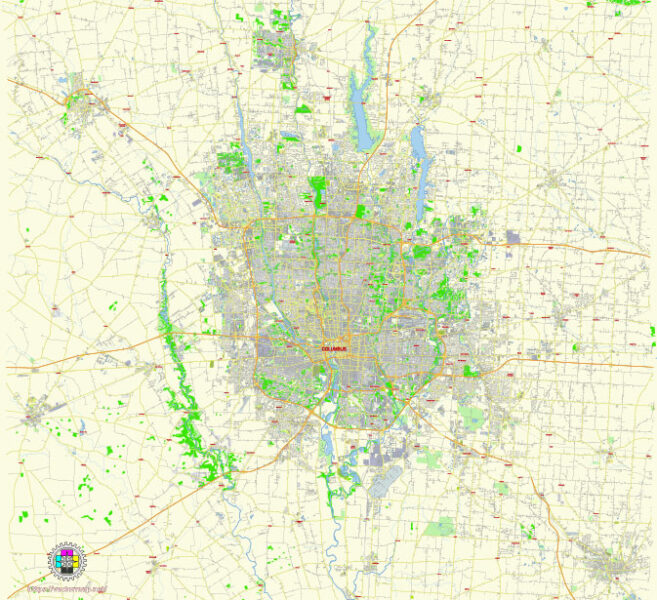 Columbus Ohio US editable vector map svg free – Maps in Vector ...