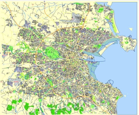 Dublin Ireland editable vector map svg free – Maps in Vector: Detailed ...
