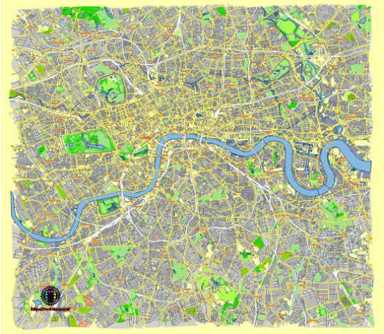 London Center UK editable vector map svg free – Maps in Vector ...