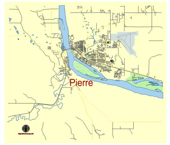 Pierre South Dakota US vector map svg free – Maps in Vector: Detailed ...