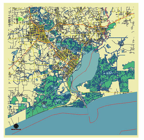 Port Arthur Texas US vector map svg free – Maps in Vector: Detailed ...