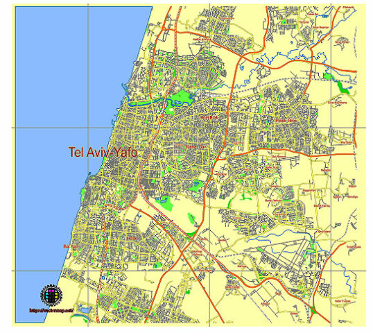 Tel Aviv Yafo Israel editable vector map svg free – Maps in Vector ...
