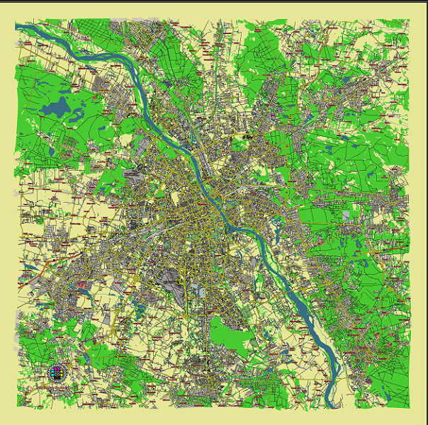 Warsaw Poland editable vector map svg free – Maps in Vector: Detailed ...