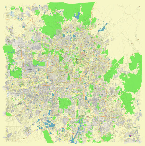 Kuala Lumpur Malaysia Vector Map in Adobe Illustrator, PDF and SVG Free ...