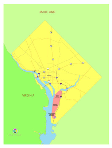 Free Vector map of the state of District of Columbia, USA, main roads ...