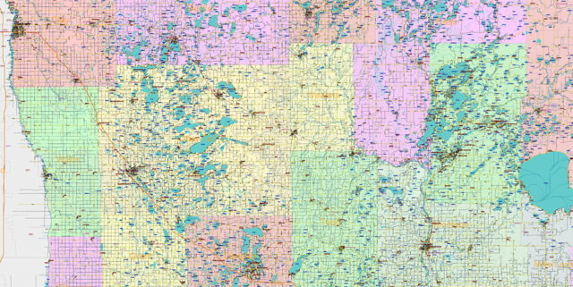 Minnesota State US PDF Vector Map: Full Extra High Detailed (all roads ...