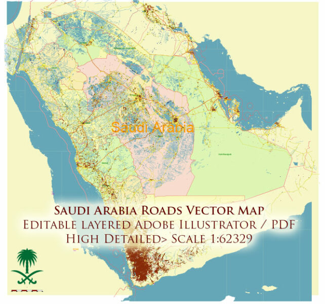 Saudi Arabia Vector Maps – Maps in Vector: Detailed Street Maps ...