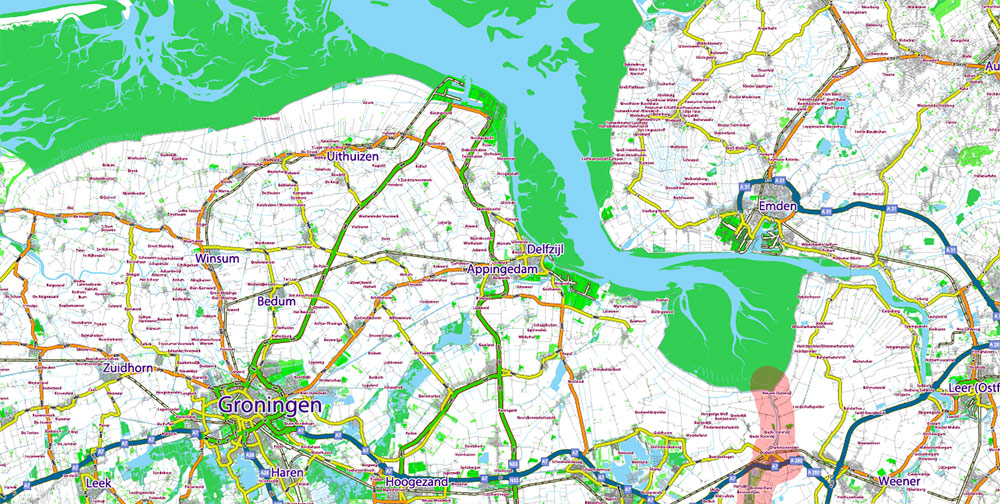 Groningen Netherlands Area Large Map Vector Exact City Plan High ...