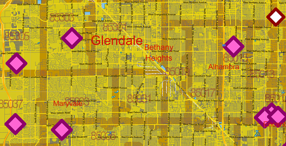 _Arizona State US Map Vector Exact Colored Reliaf and Roads High ...
