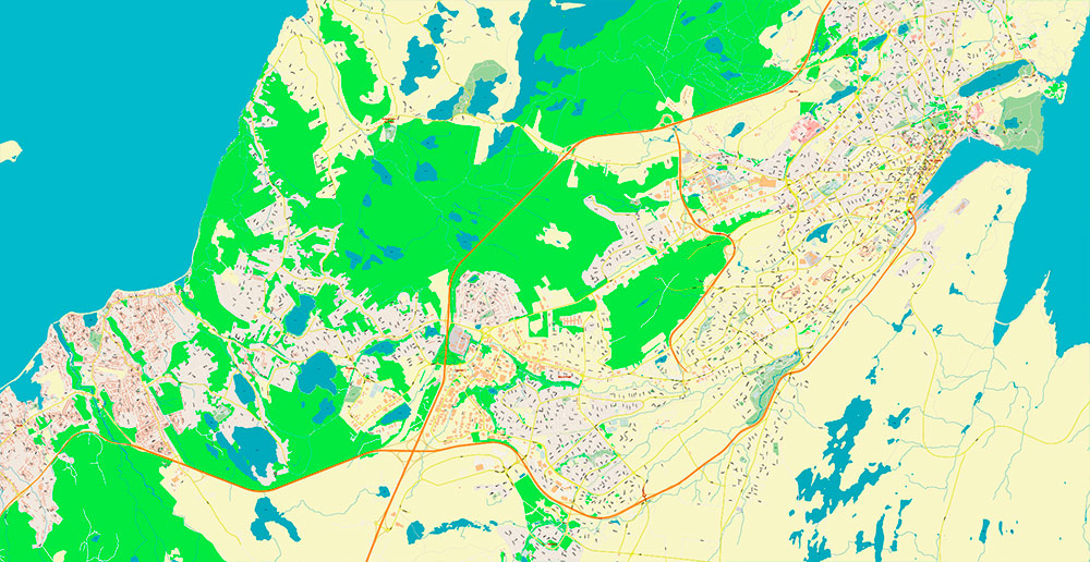 St John’s Newfoundland Canada Map Vector Exact high detailed Street ...