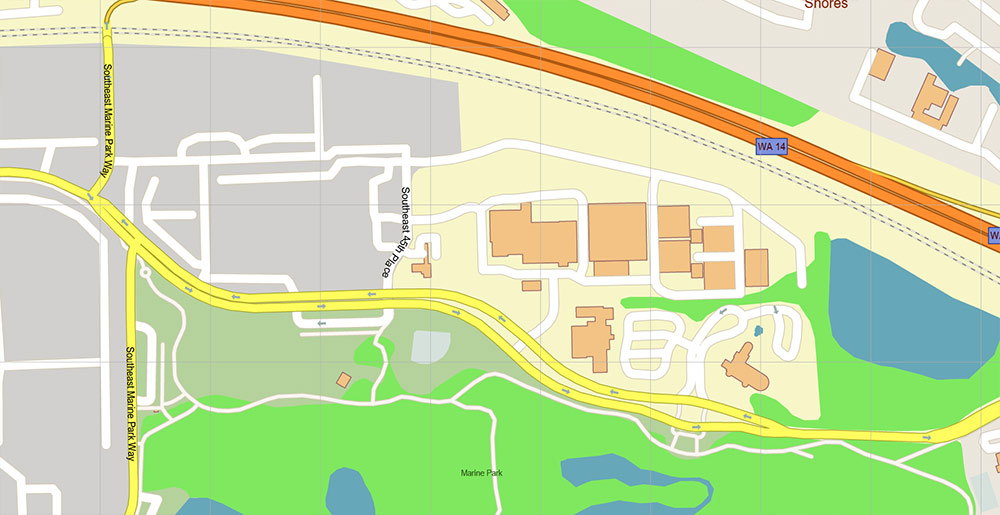 Vancouver Washington Marine Park Area Map Vector Exact City Plan High ...